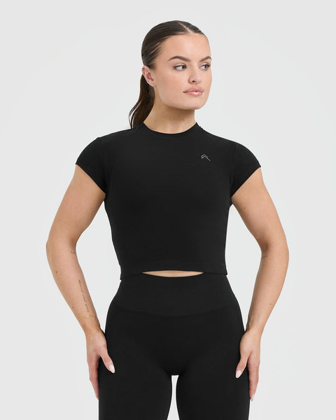 Tight Fit T-Shirt - Casual Baby Tee Black | Oner Active UK