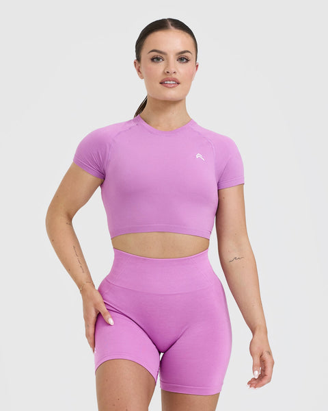 Short Sleeve Fitted Crop Top Women's - Orchid Purple | Oner Active UK