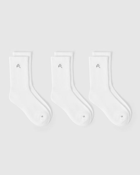 Women's Crew Socks White - 3 Pack Lightweight | Oner Active UK