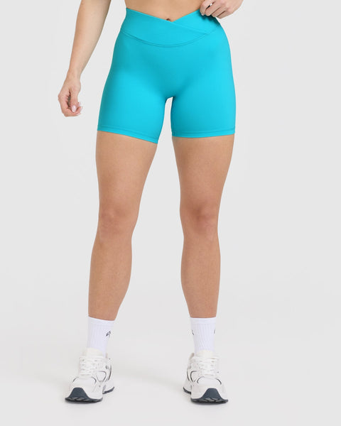 Gym Shorts for Women - Wrap - Aqua Blue | Oner Active Uk