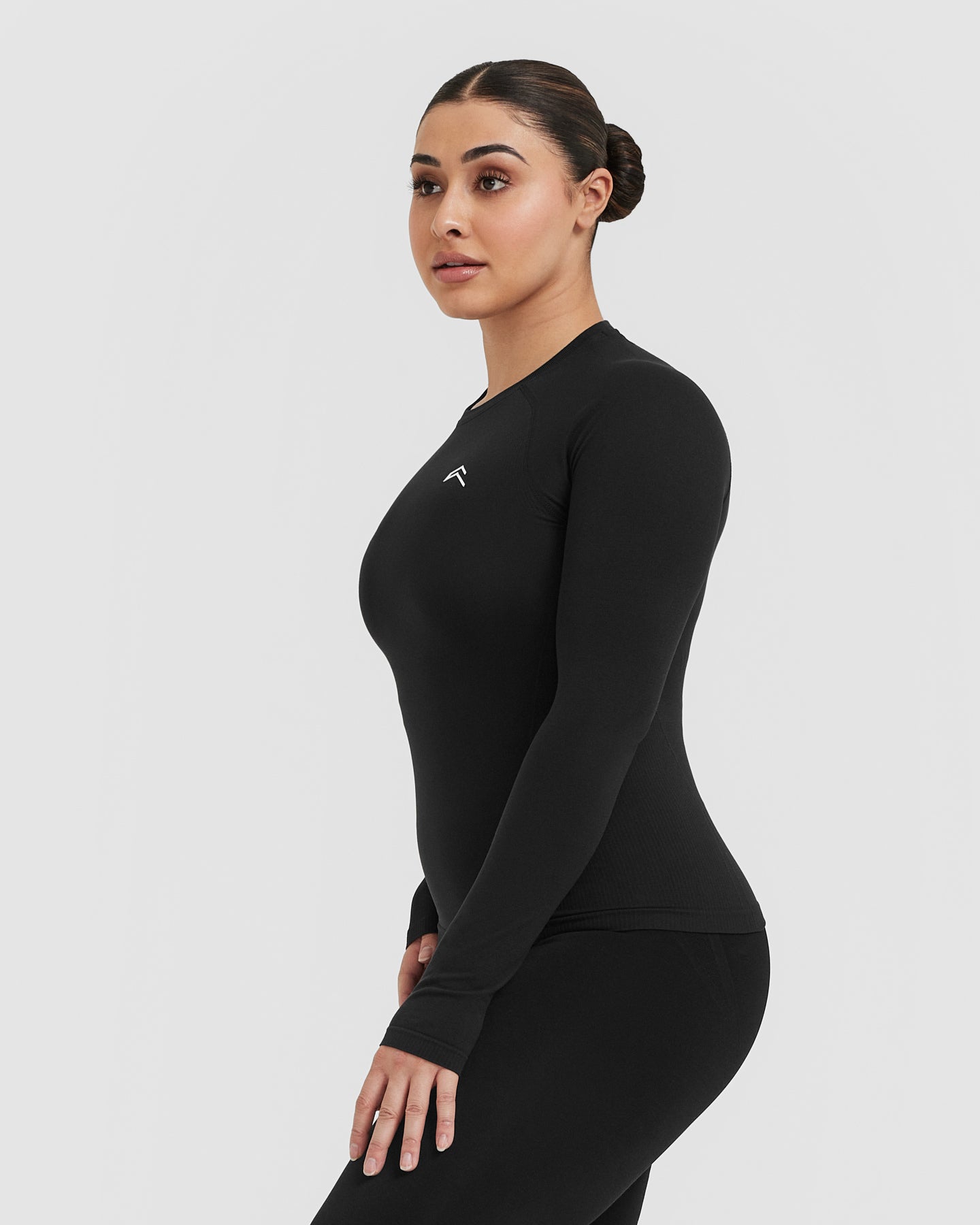 Black Fitted Long Sleeve Top Women's | Oner Active UK